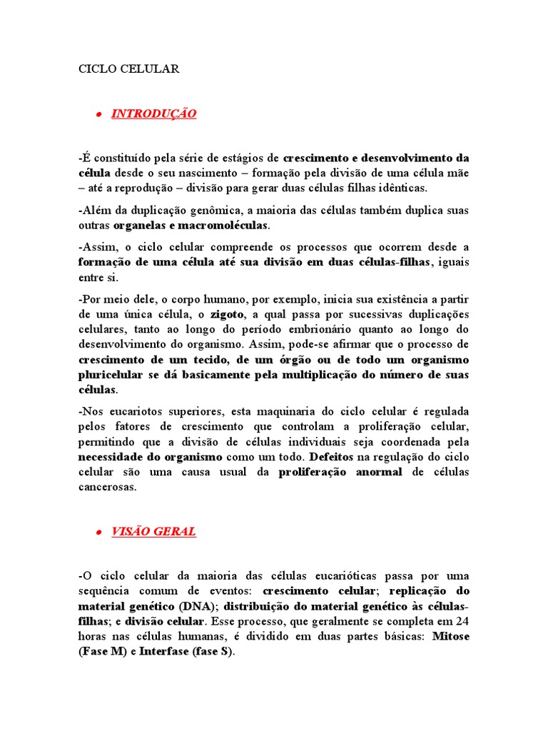 Ciclo Celular Pdf Meiose Mitose