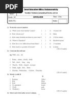 Grade 03 English 3rd Term Test Model Paper - English Medium | PDF