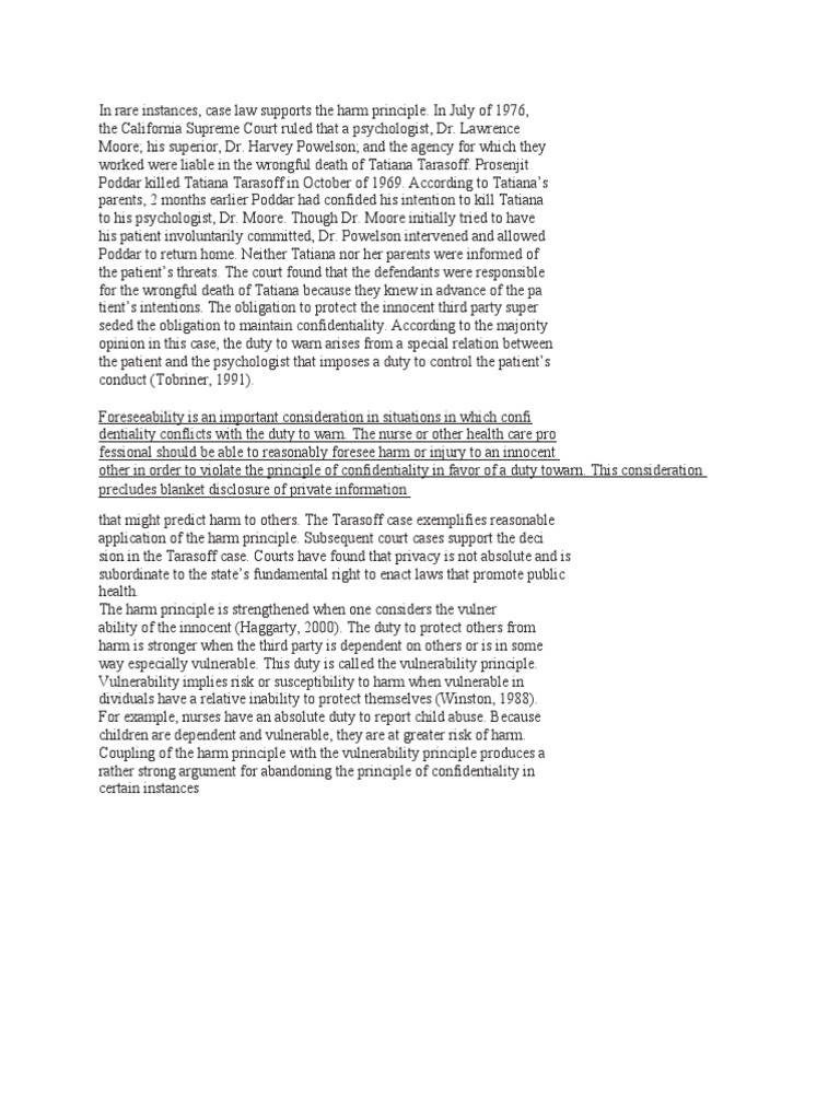 Tarasoff Case | PDF | Confidentiality | Common Law