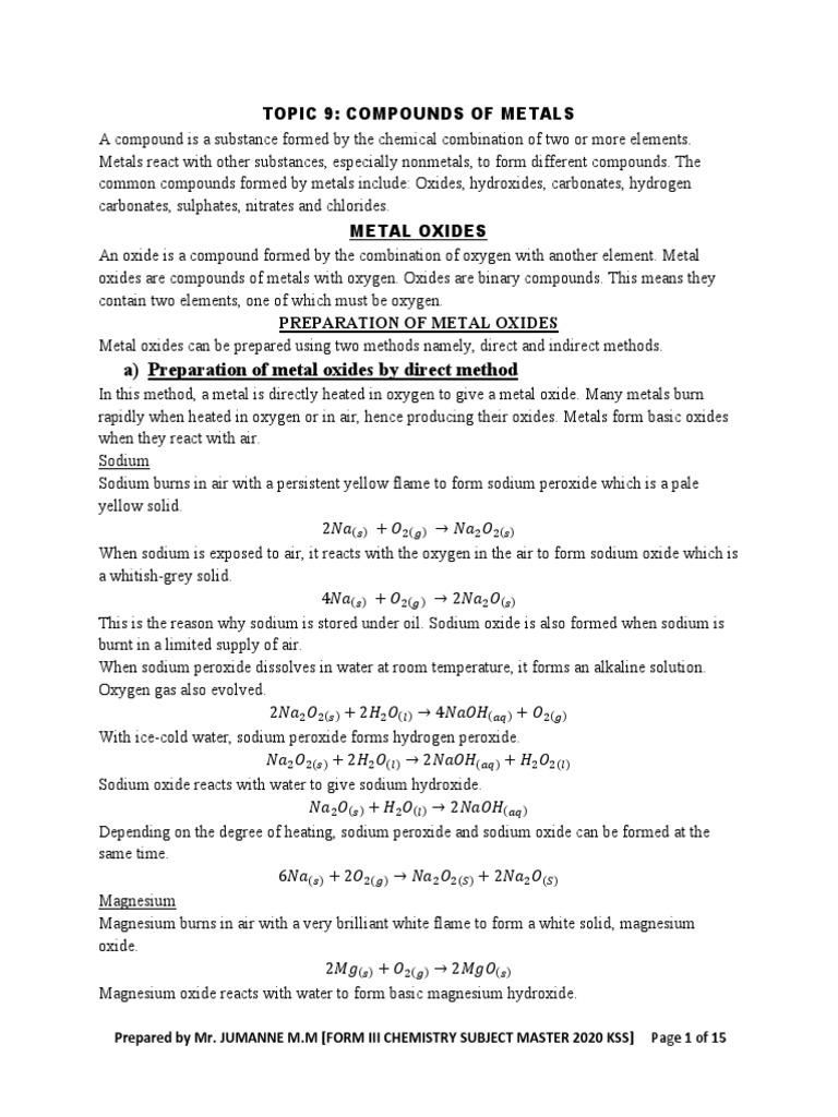 Compounds of Metals | Download Free PDF | Oxide | Hydroxide