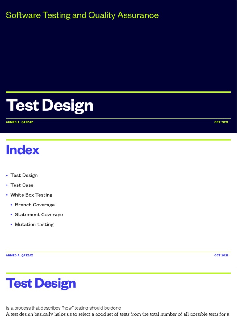 Software Testing and Quality Assurance - Chapter 04 - Test Design | PDF ...