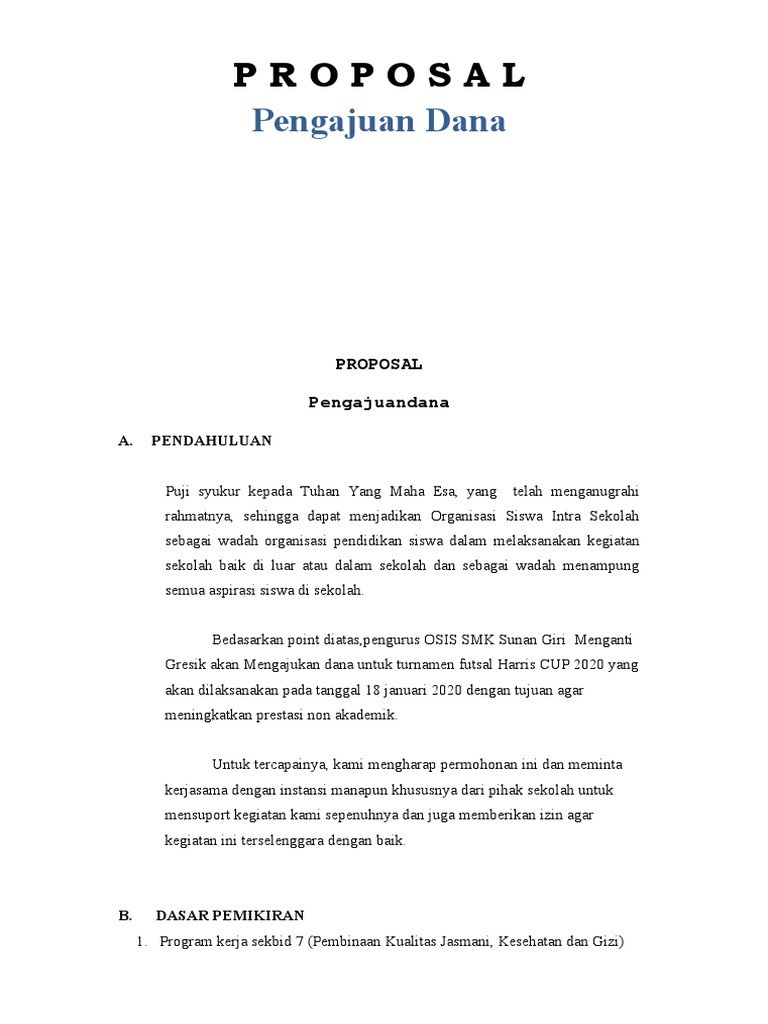 Contoh Proposal Pengajuan Dana | PDF Contoh Proposal Pengajuan Dana | PDF