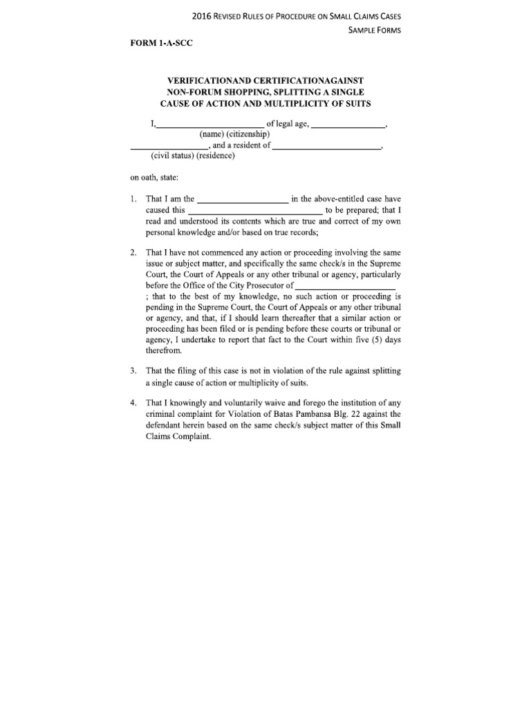 Form 1a-Scc 2016 | PDF