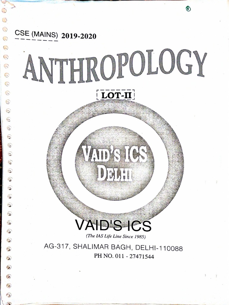 Anthro Vaid's ICS Lot-2 | PDF
