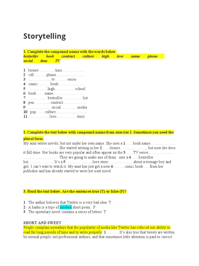 B1 Reading Storytelling Sent | PDF | Poetry | Ellipsis