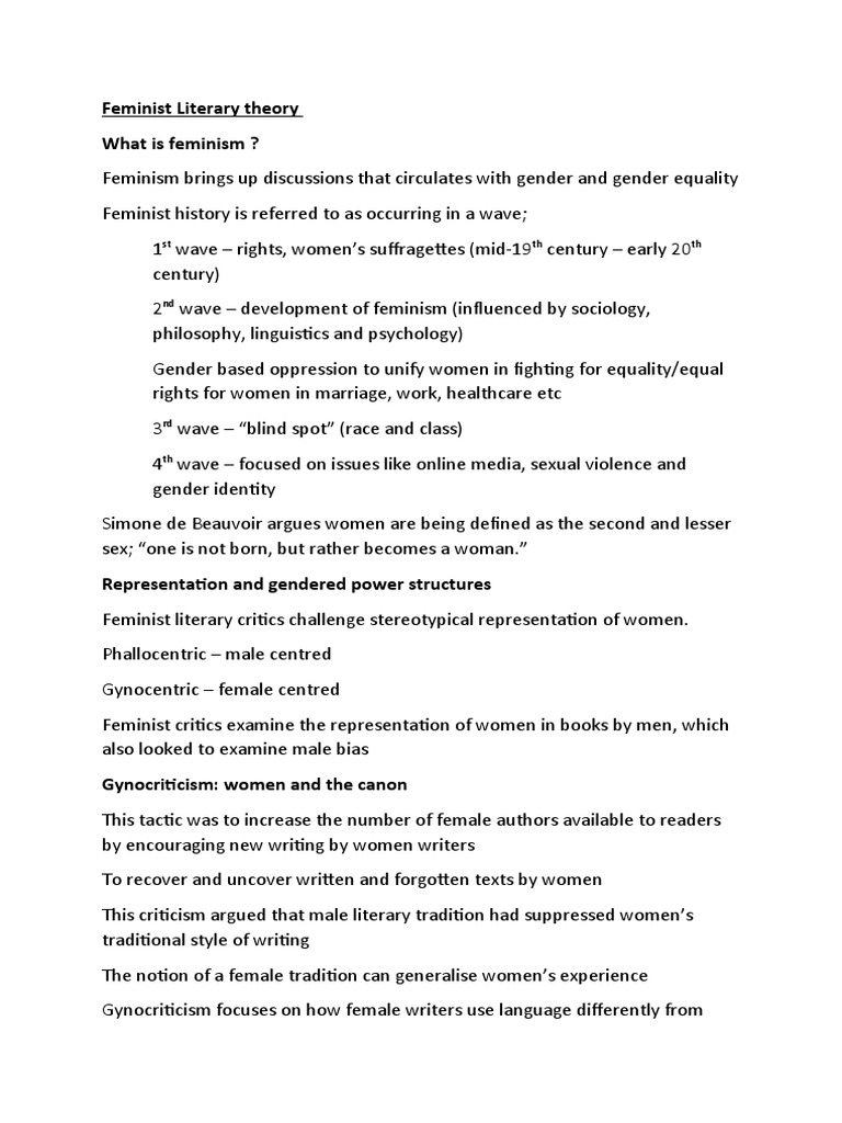 Feminist Literary Theory | PDF