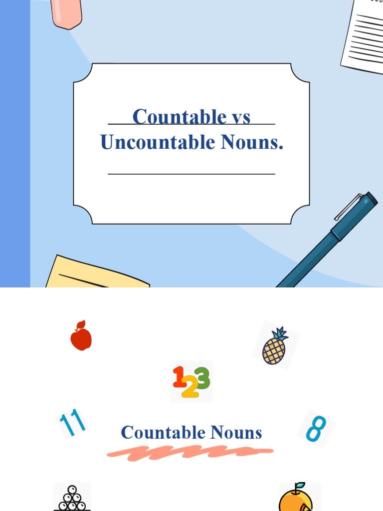 Countable vs Uncountable Nouns: A Visual Guide | PDF | Grammatical ...