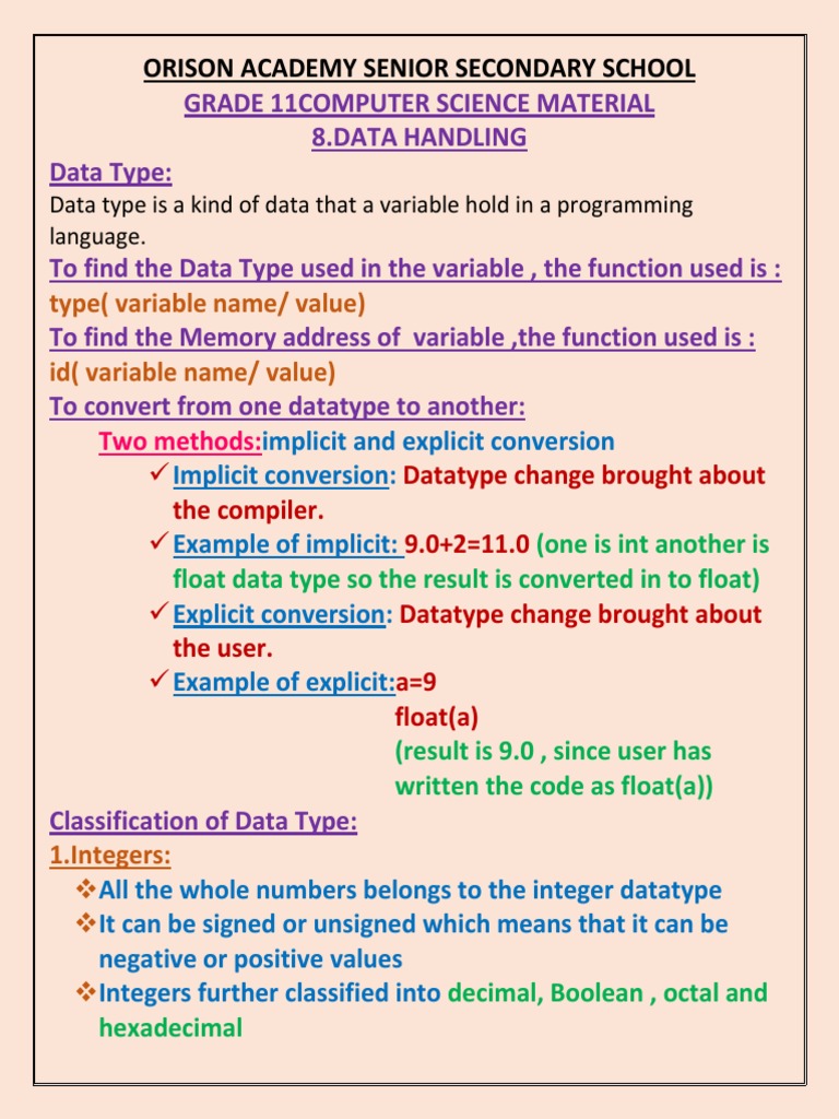 Classification of Datatype and Mutability, Immutability | PDF | Data Type | Variable (Computer ...
