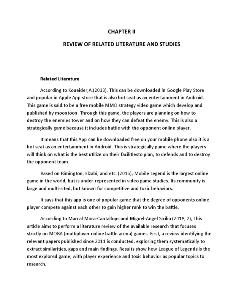 Chapter Ii Review of Related Literature and Studies | PDF | Video Games ...