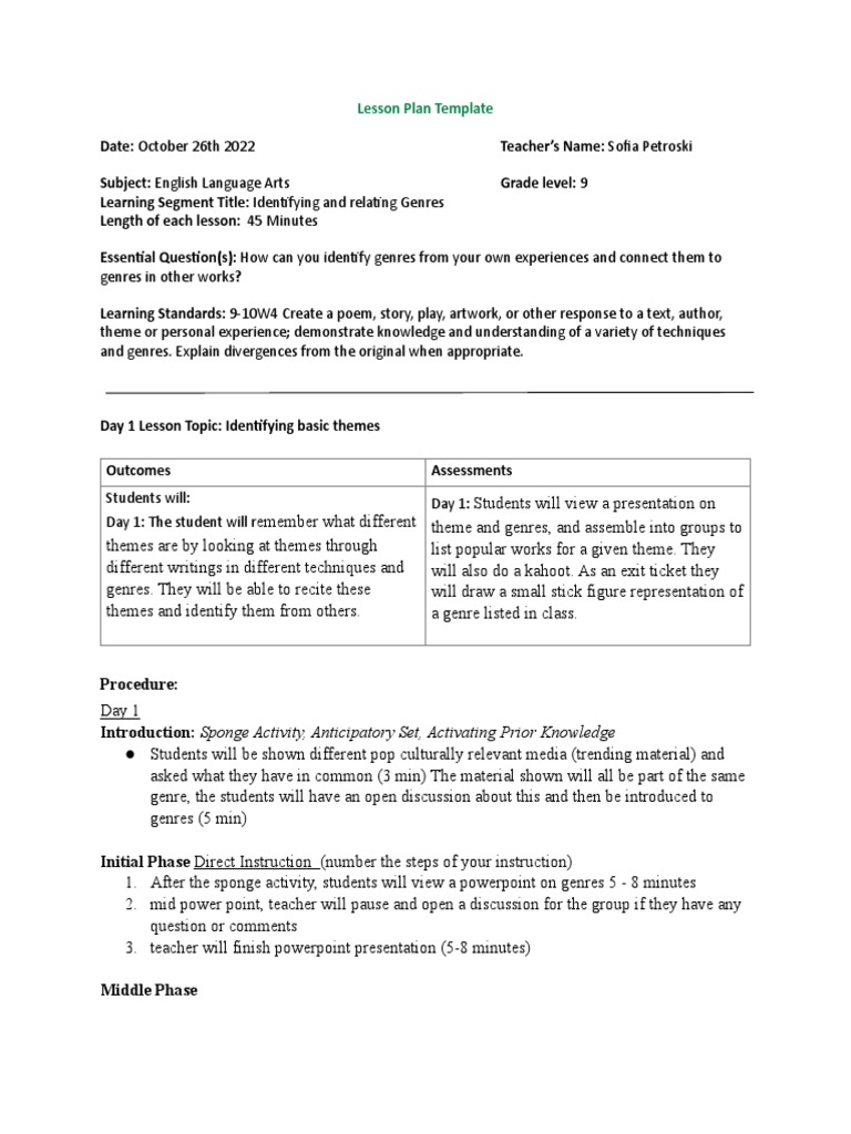 Lesson Plan 3 Days 1 | PDF | Teachers | Lesson Plan