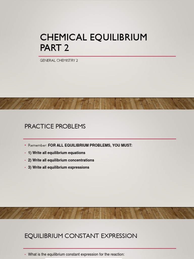 Chemical Equilibrium 2021 Practice Sets | PDF | Mole (Unit) | Physical ...