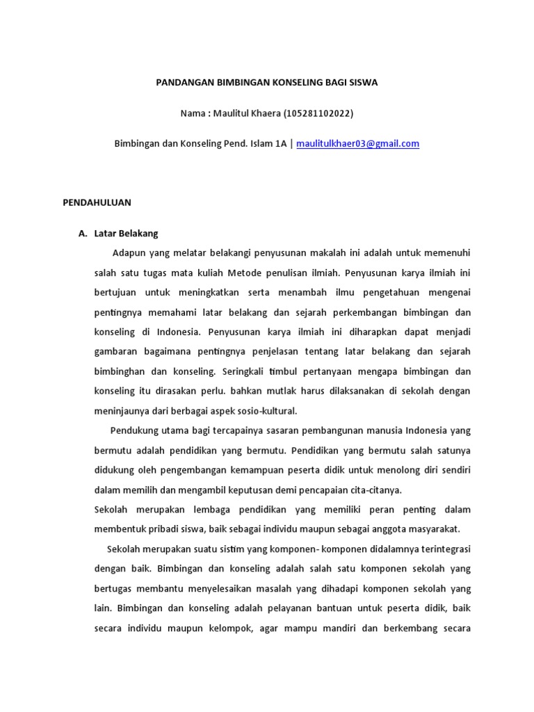 Pentingnya Bimbingan Konseling Siswa | PDF