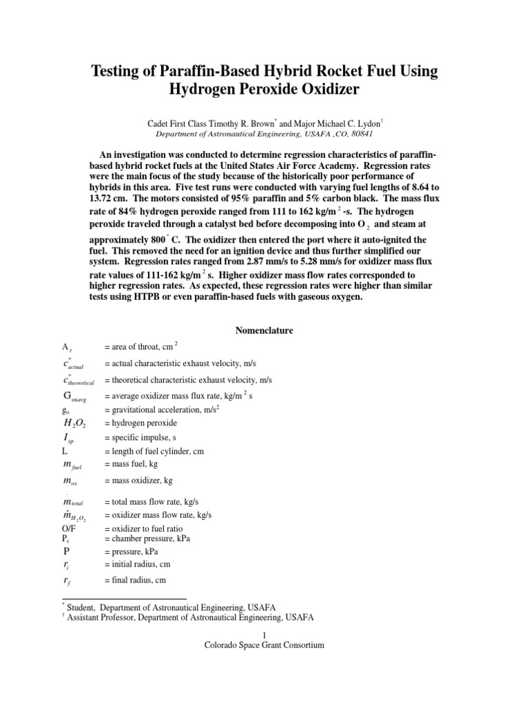 Paraffin Hybrid Rocket Fuel Testing | PDF | Rocket Propellant | Rocket