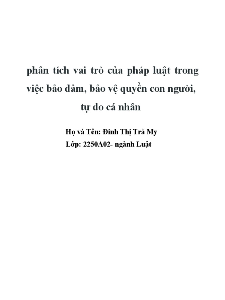 phân tích vai trò của pháp luật trong việc bảo đảm | PDF