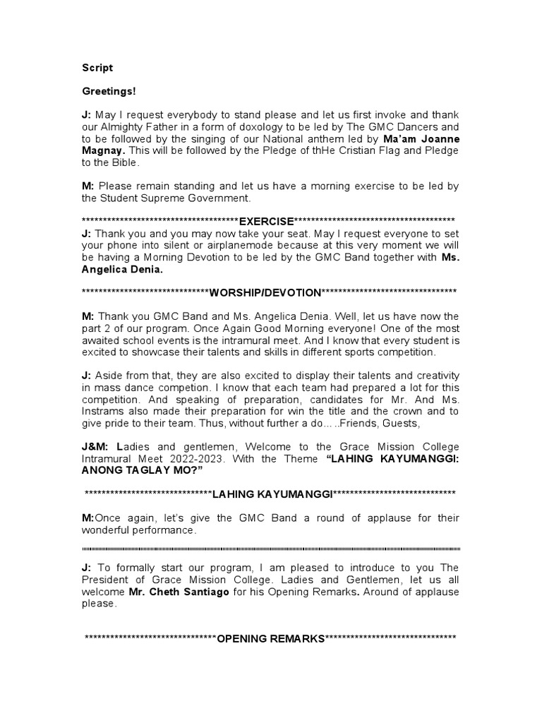 Script Opening | PDF