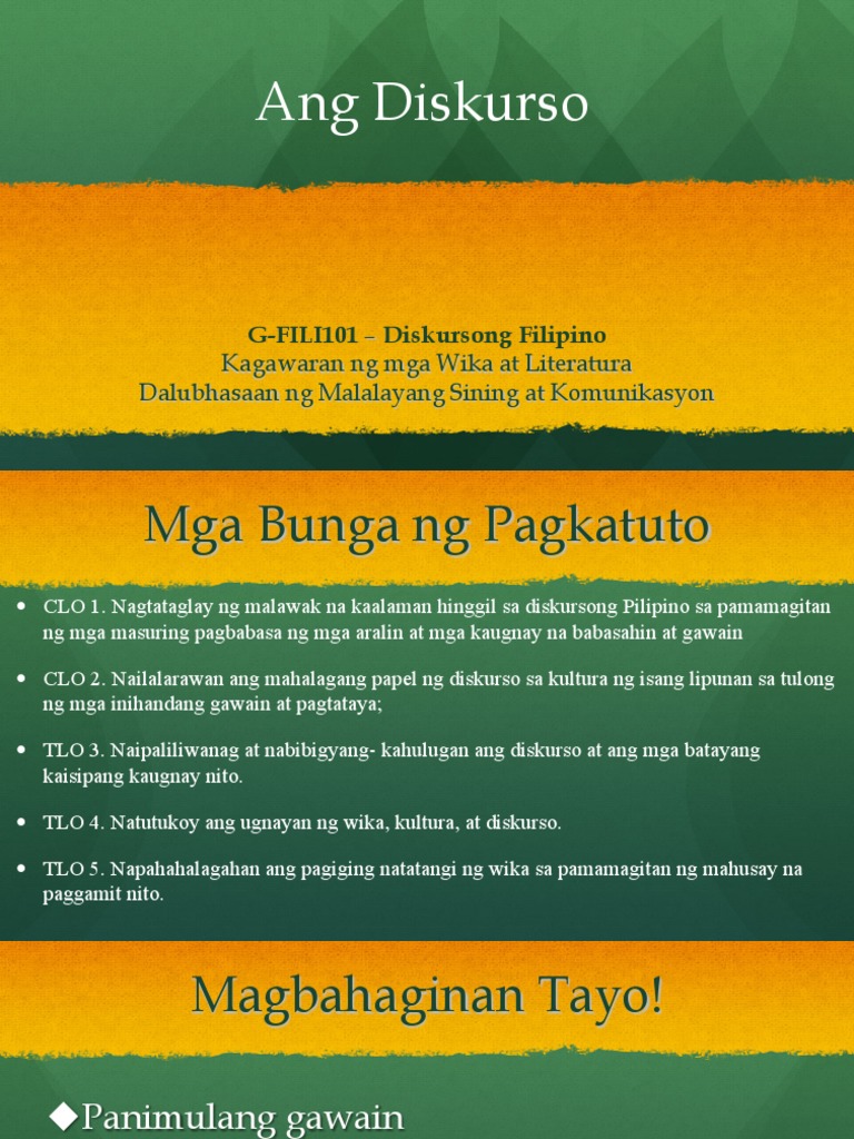 Aralin 1-Ang Diskurso (2) (2) REVIEWER | PDF