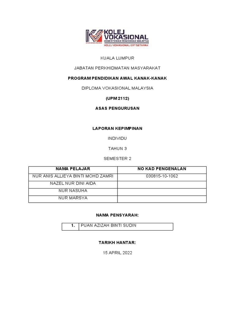 laporan asas pengurusan | PDF