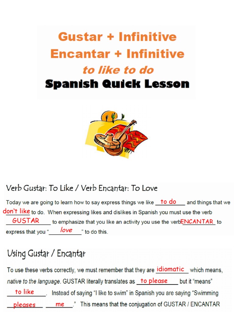 Student Copy of GUSTAR - Infinitives Presentation | PDF | Linguistics