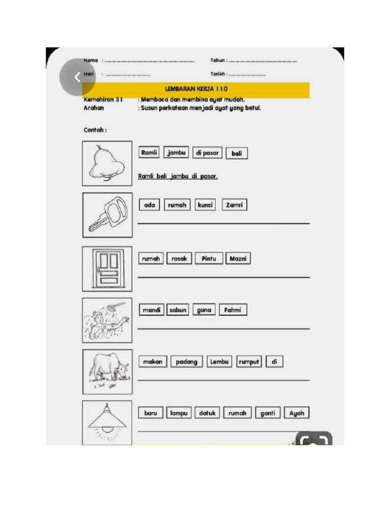 Bina Ayat Mudah Tahun 2 | PDF