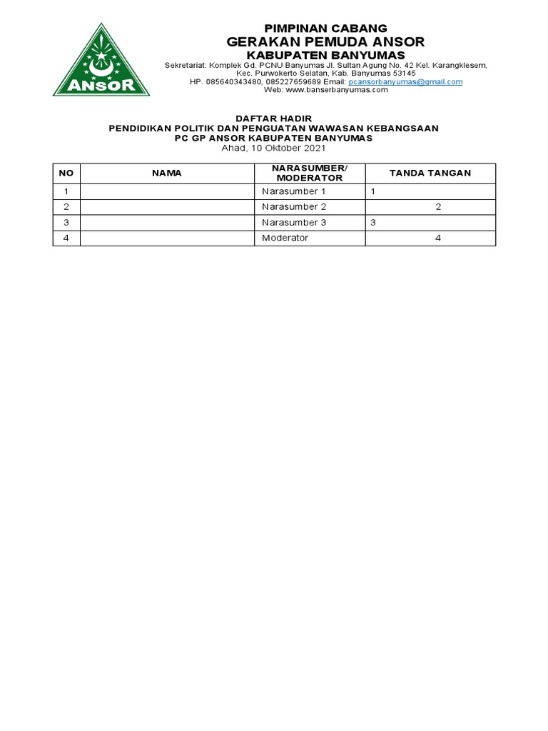 Daftar Hadir Narsum | PDF