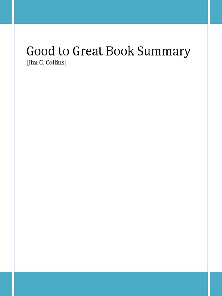 Good To Great Book Summary | PDF | Thought | Goal