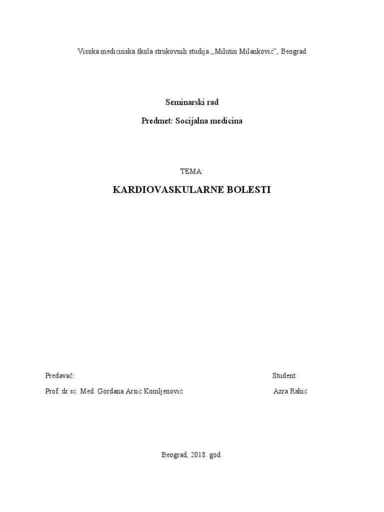 Kardiovaskularne Bolesti 1 | PDF