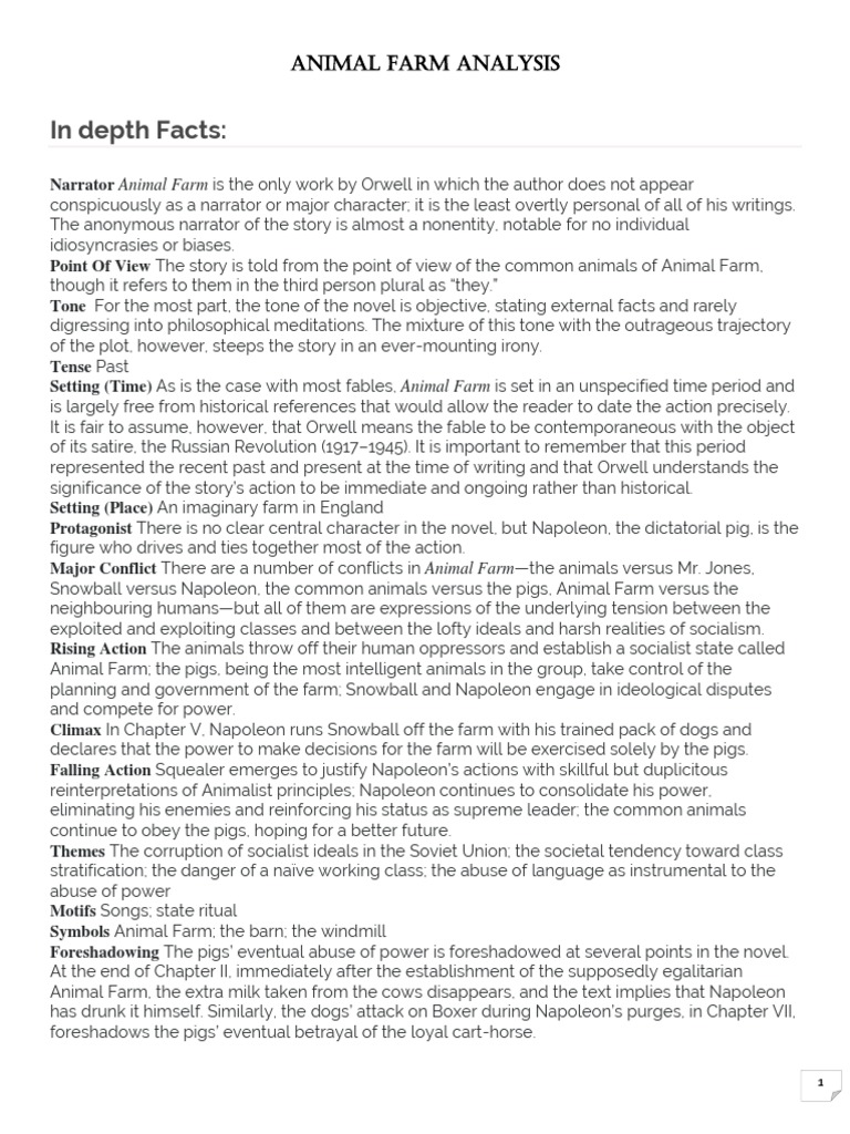 Animal Farm Analysis | Download Free PDF | Narration