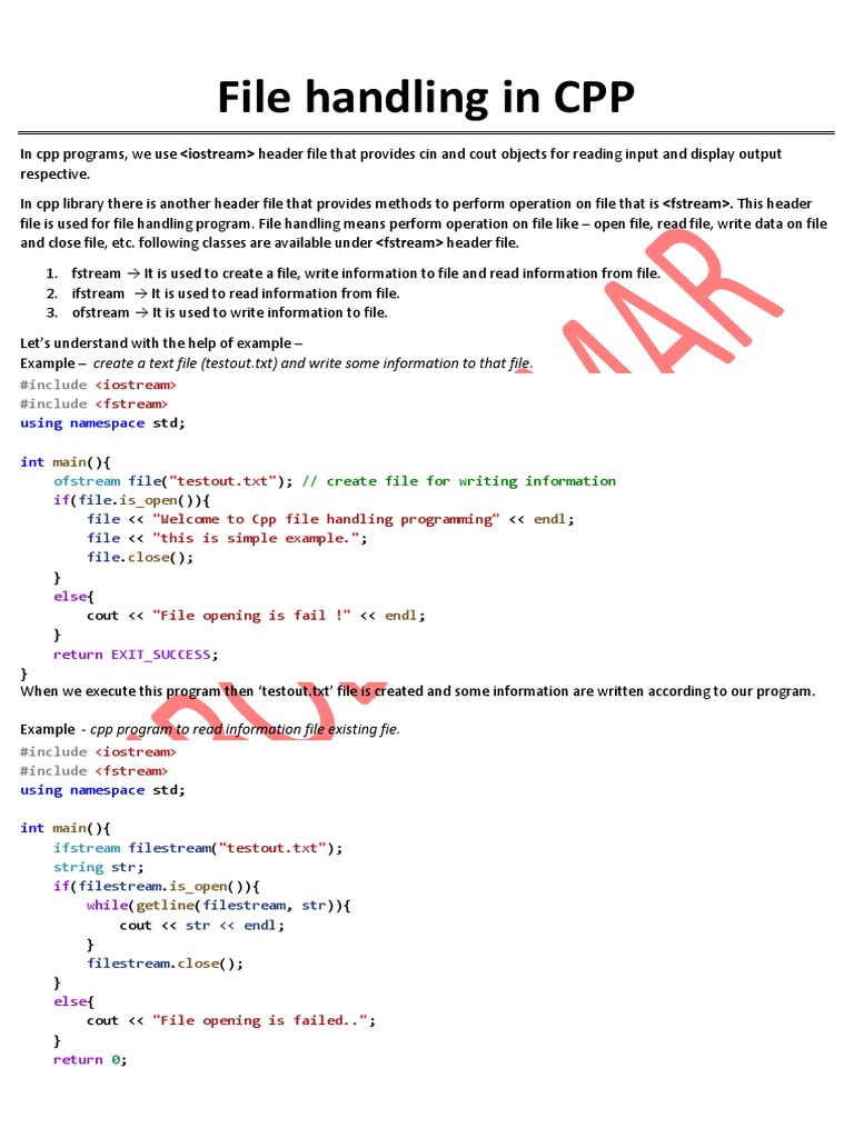 File Handling In Cpp Pdf Pointer Computer Programming Computer File 3667