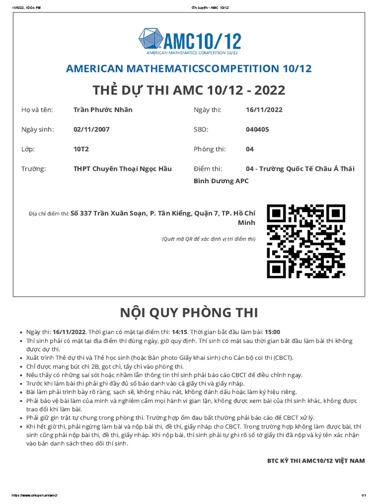 Ôn Luyện - AMC 10 - 12 | PDF