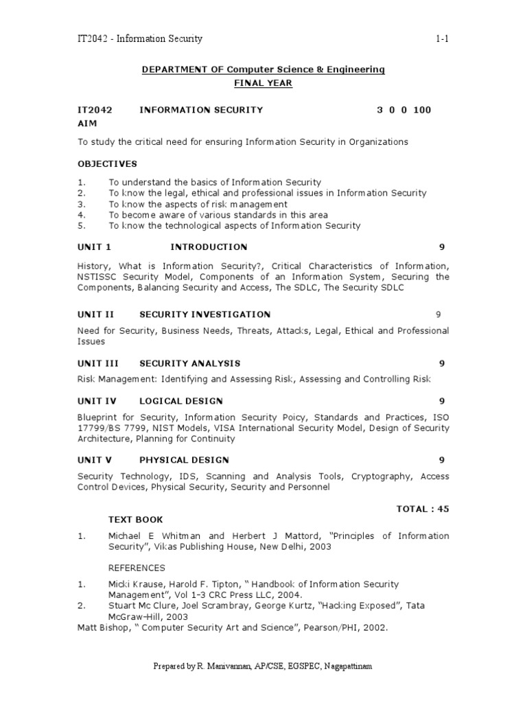 It2042 Unit1 | PDF | Information Security | Threat (Computer)