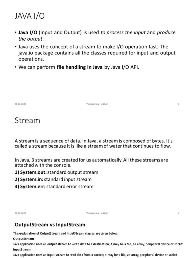 1.26 File Input-Output in JAVA | PDF | Input/Output | Java (Programming ... 1.26 File Input-Output in JAVA | PDF | Input/Output | Java (Programming ...