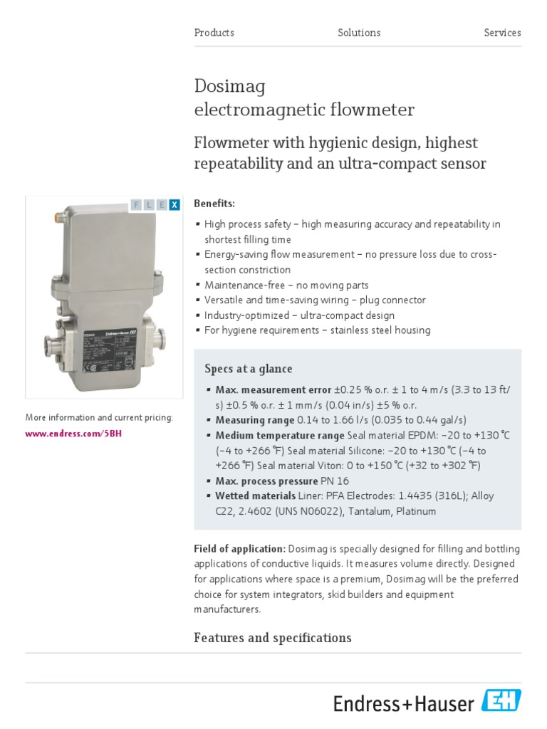 Dosimag Flowmeter Specifications Guide | PDF | Flow Measurement | Equipment
