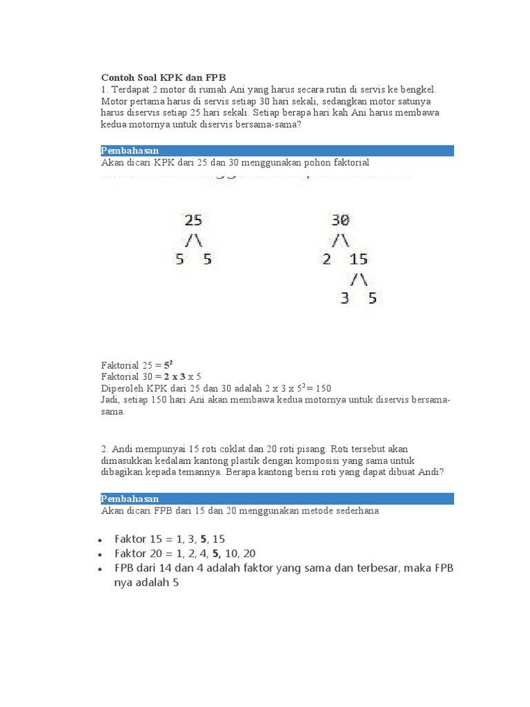 Contoh Soal KPK Dan FPB | PDF