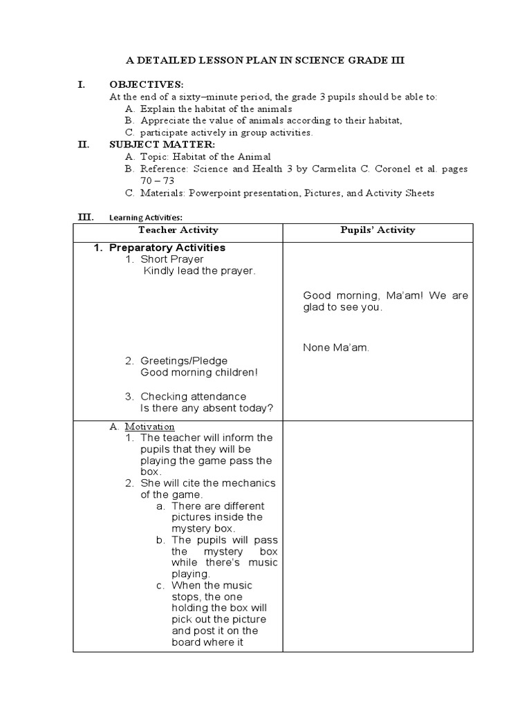 LESSON PLAN IN SCIENCE | PDF | Grassland | Habitat