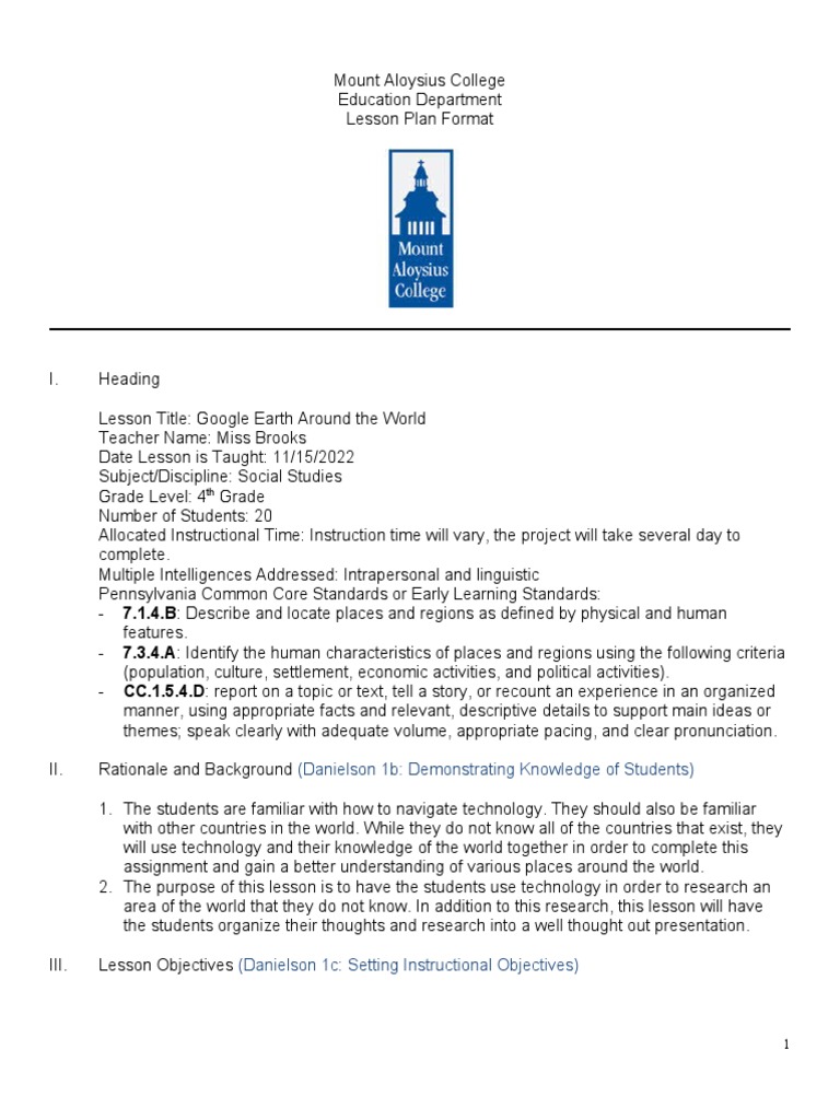 Google Earth Around The World | PDF | Lesson Plan | Differentiated ...