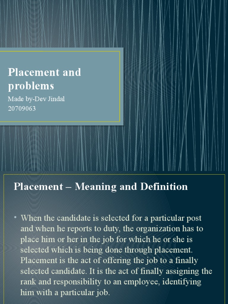 Placement and Problems | PDF