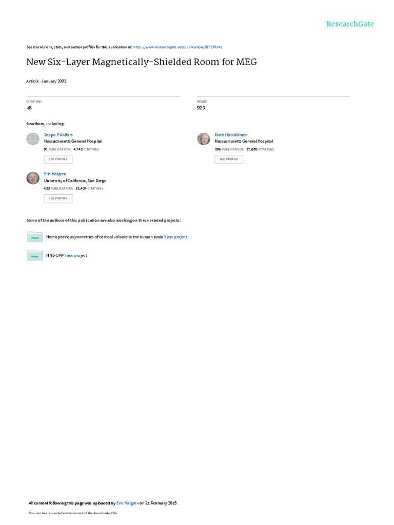 New Six-Layer Magnetically-Shielded Room For MEG | PDF ...