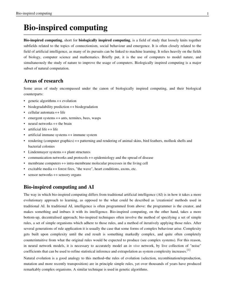 Bio Inspired Computing Pdf Applied Mathematics Biology