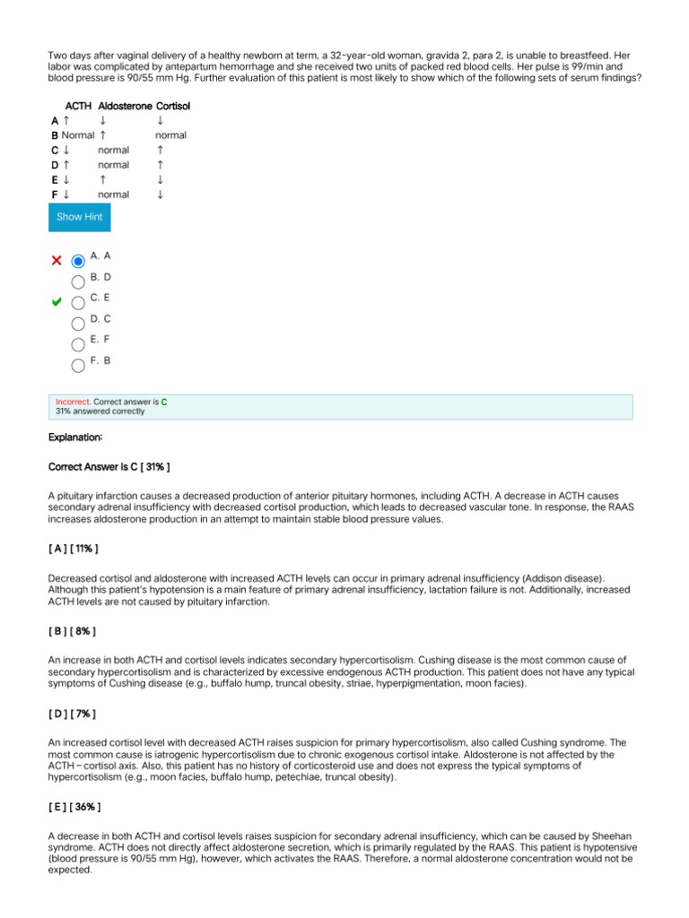 iMD - Amboss - USMLE Step 1 QBank - 2022 - Question 7 of 40 | PDF | Adrenocorticotropic Hormone ...