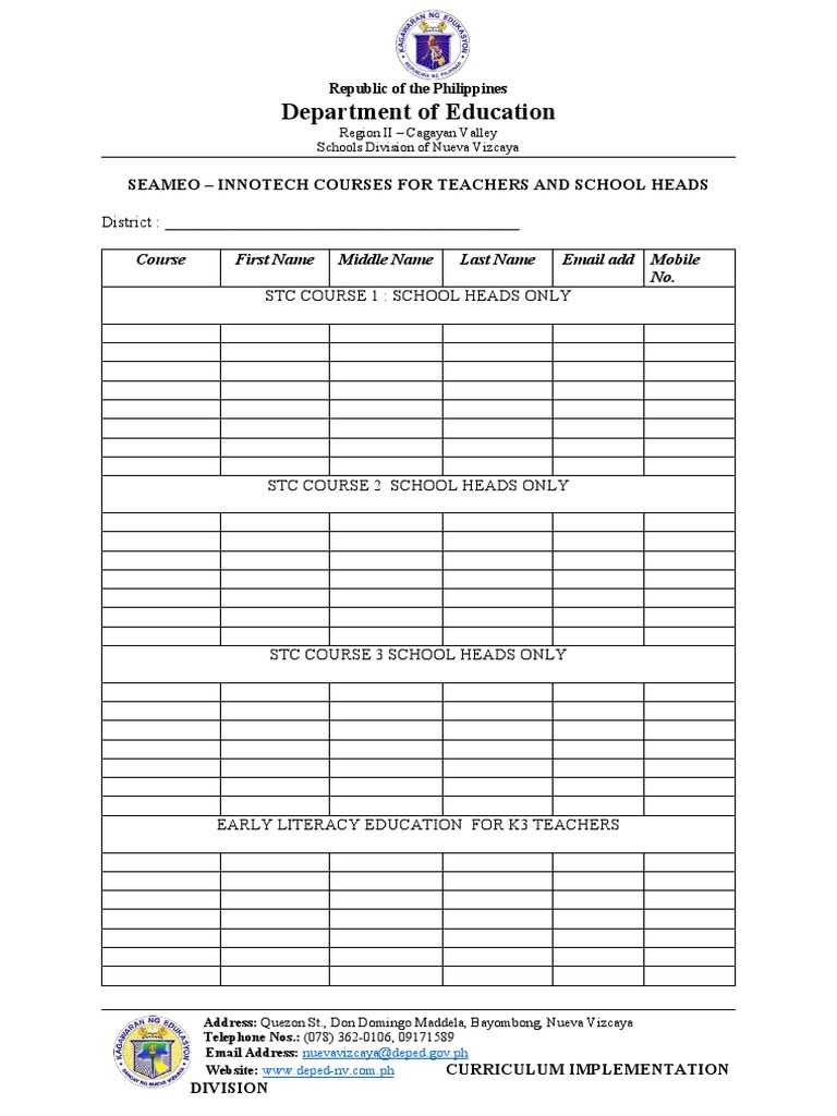 SEAMEO INNOTECH List of Participants | PDF