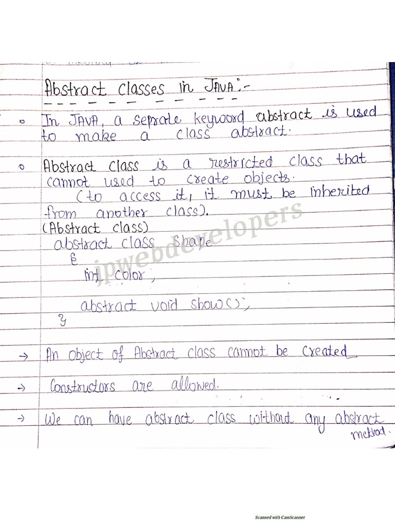 Abstract Class In Java Pdf