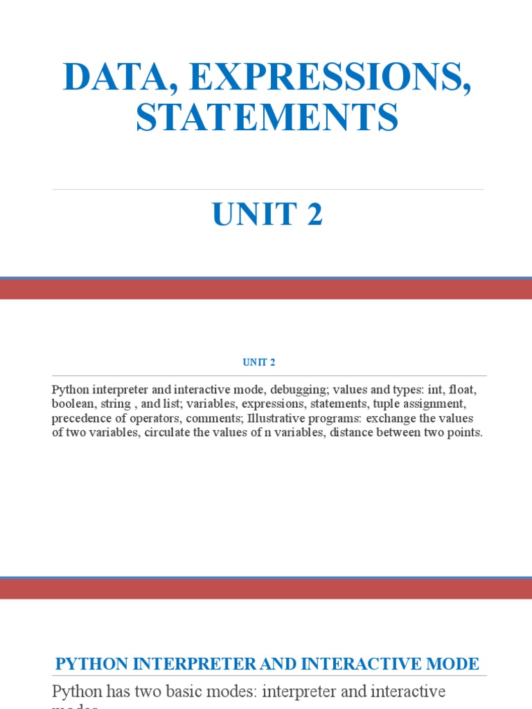 Unit 2 Data Expressions Statements Pdf Data Type Variable 7552