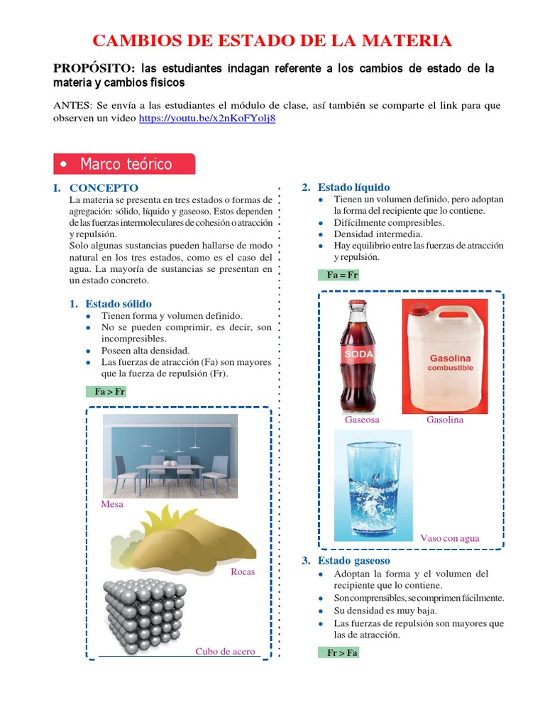 Estados y Cambios de Estado de La Materia | PDF | Importar | Gases