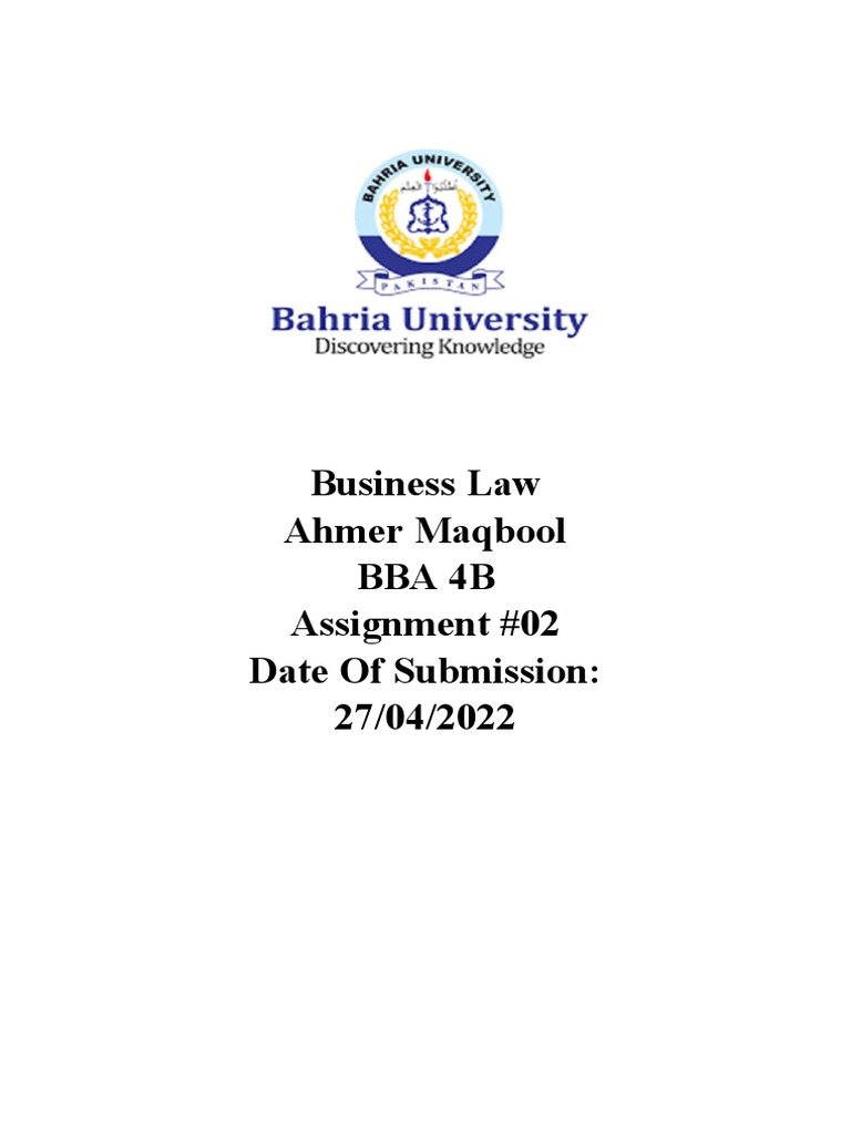B. Law Assignment 2 (Bahria University) | Download Free PDF | Breach Of ... B. Law Assignment 2 (Bahria University) | Download Free PDF | Breach Of ...
