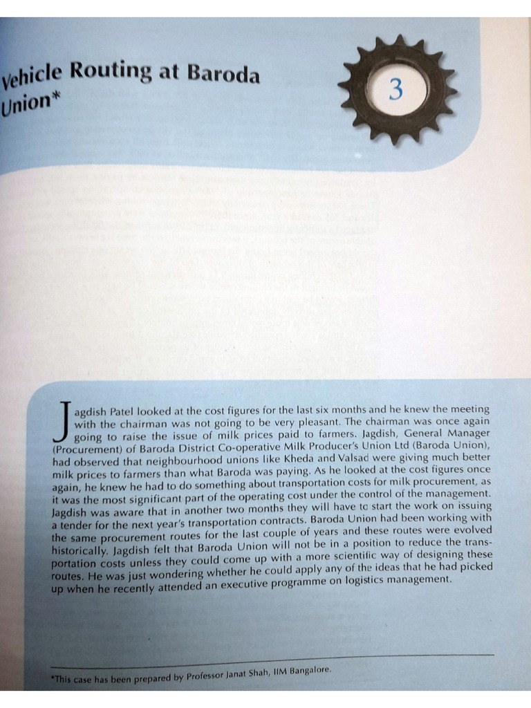 Vehicle Routing at Baroda Union | PDF