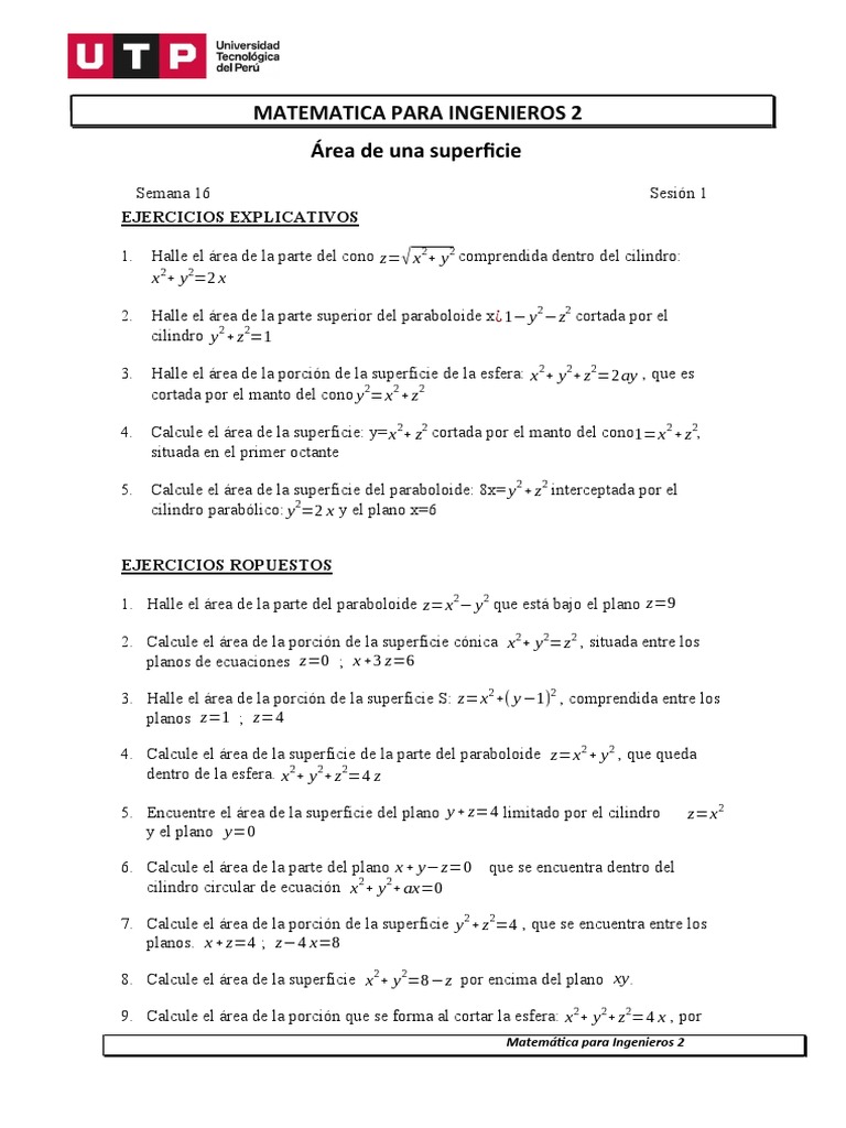 S16.s1 - Resolución de Ejercicios Área de Una Superficie | PDF | Objetos geométricos | Colector