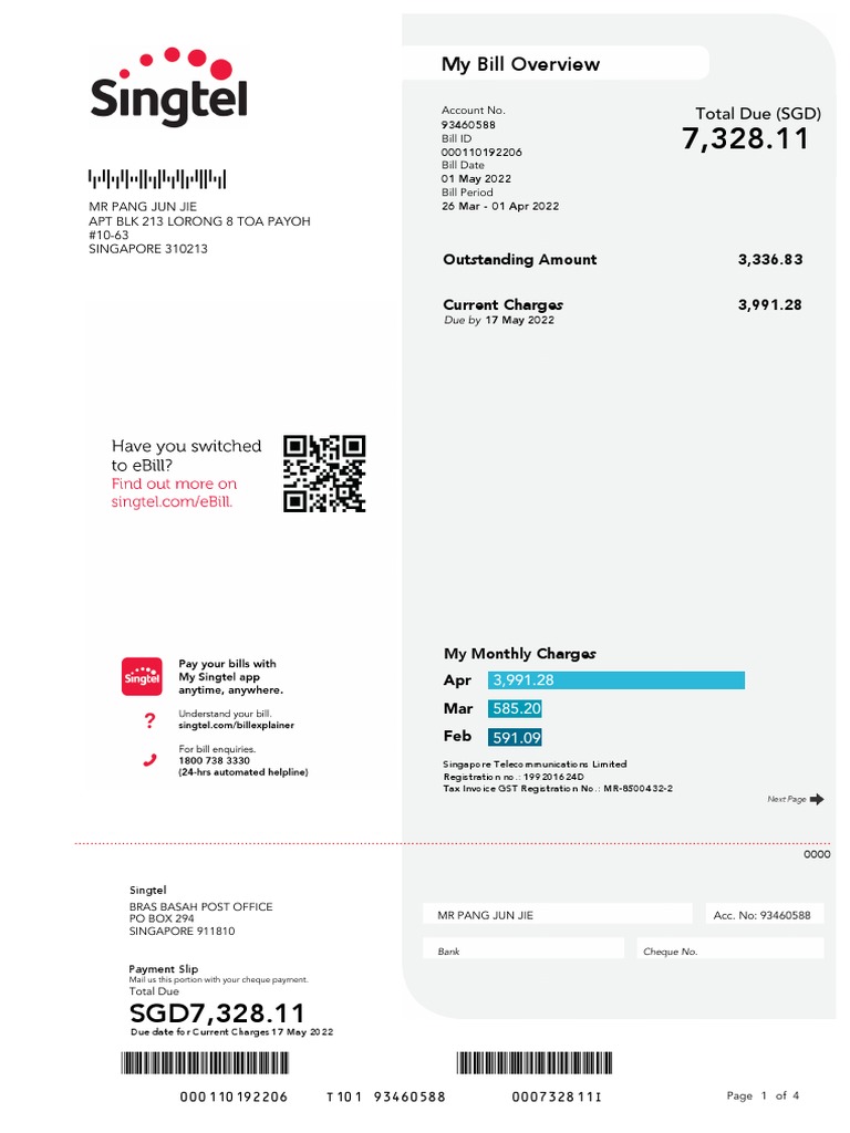 MR PANG JUN JIE Bill 6 | PDF | Payments | Cheque