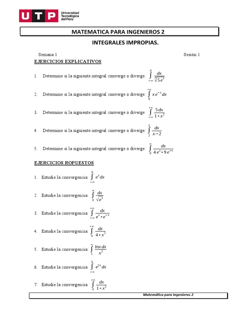 S01.s1 - Resolución de Ejercicios Integrales Impropias | PDF | Ajedrez ...