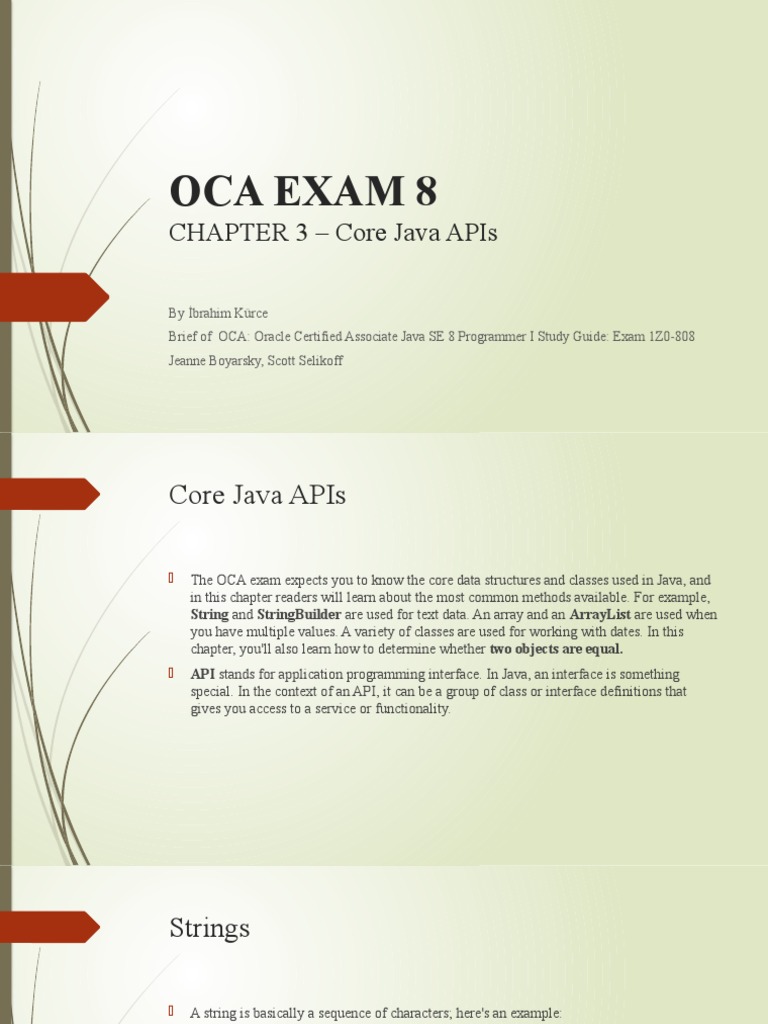 Dokumen Tips Oca Java Se 8 Exam Chapter 3 Core Java Apis Pdf String Computer Science