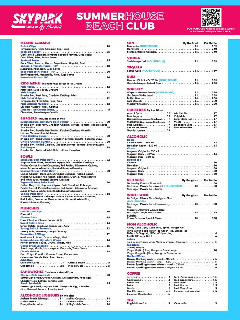 Summerhouse Beach Club Menu - 23 Sep 2021 | PDF | Pickling | Hamburgers